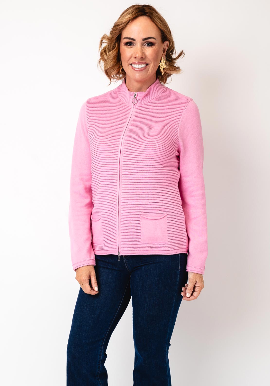 Rabe Knit Full Zip Jacket, Pink - McElhinneys