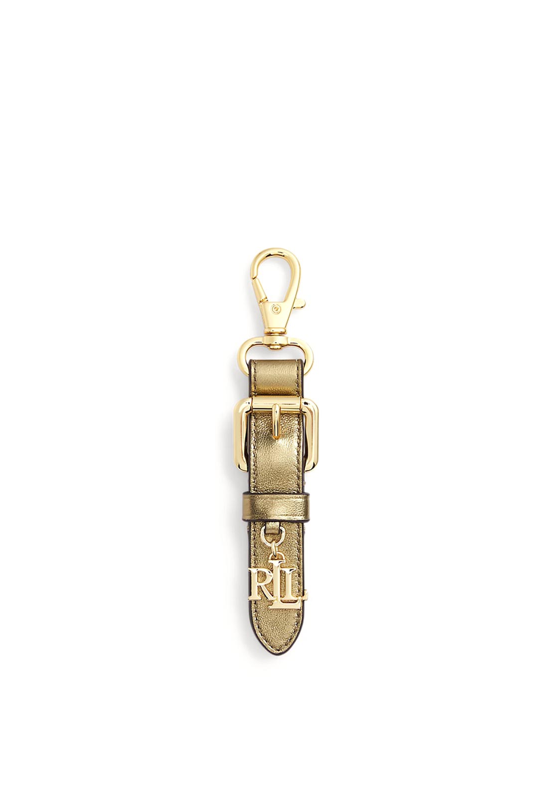 Ralph Lauren Metallic Leather Key Fob, Gold - McElhinneys