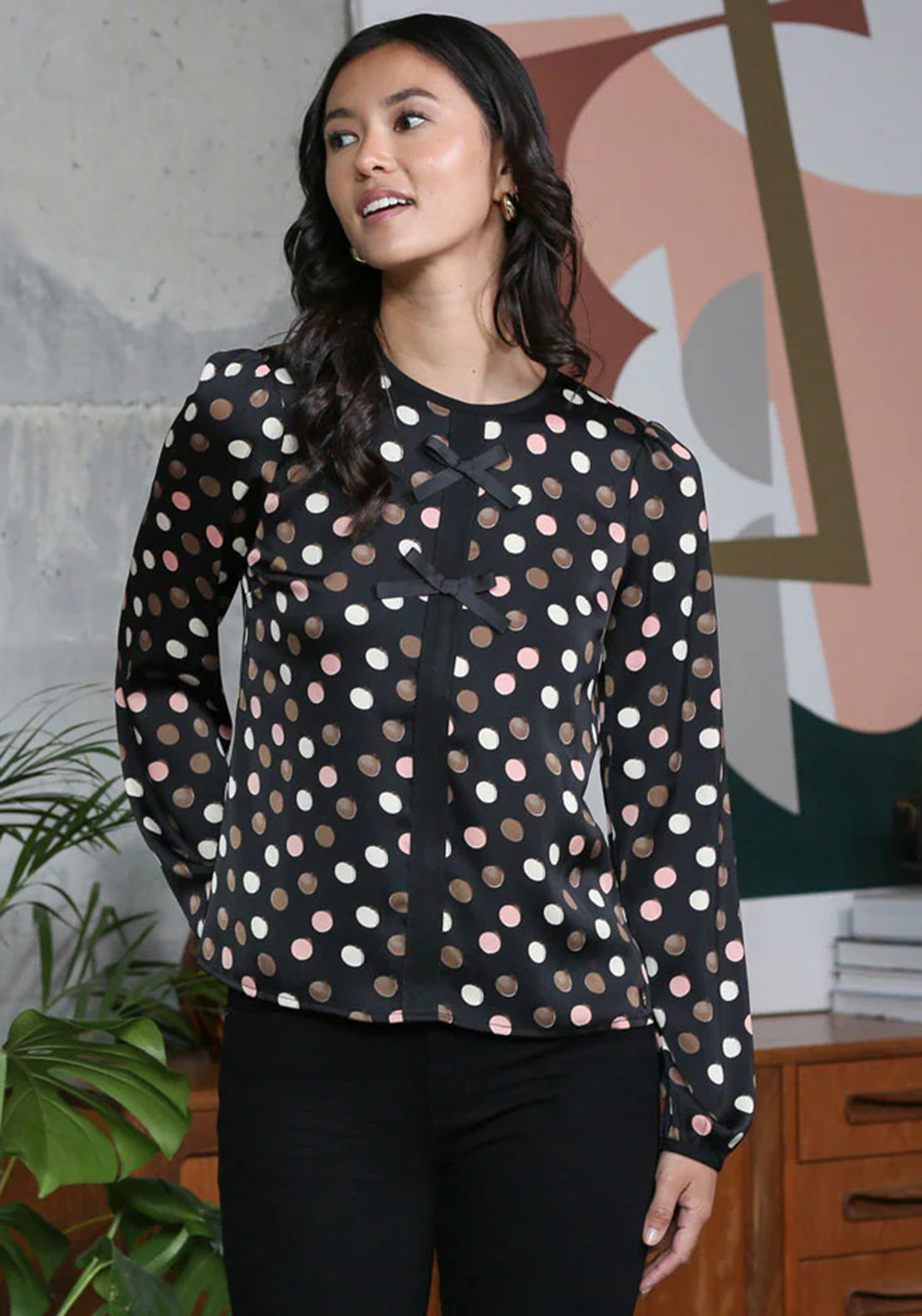 Rant & Rave Isla Bow Detail Top, Black - McElhinneys