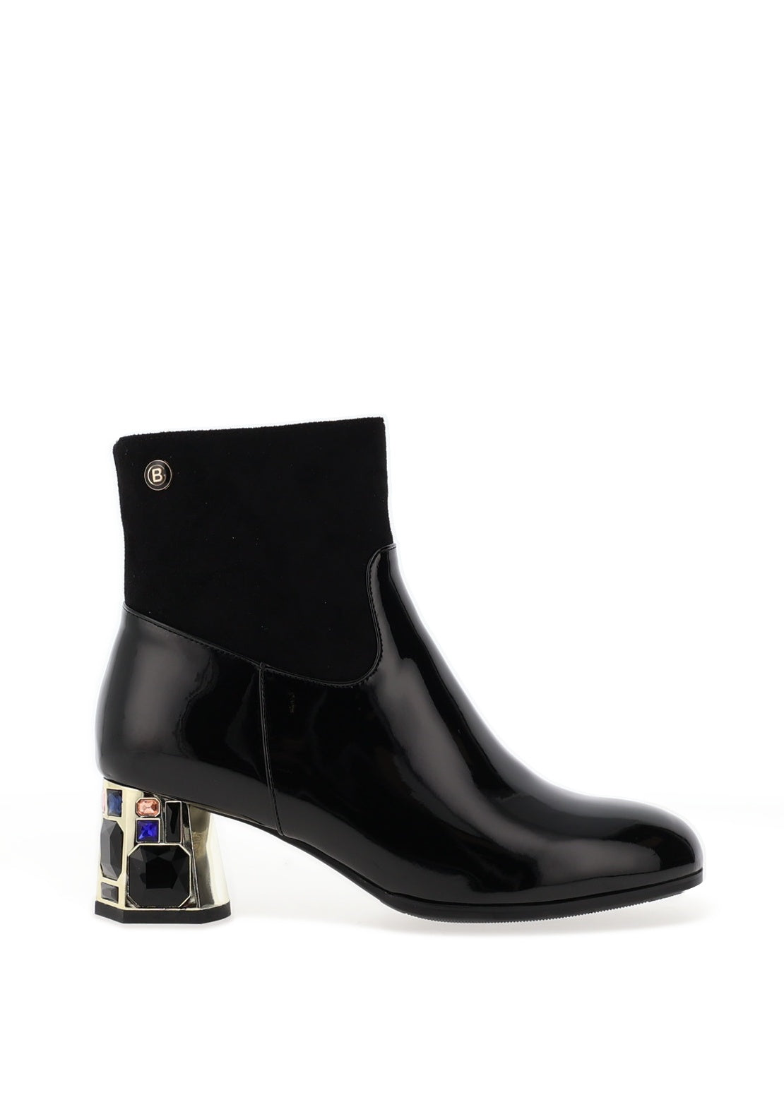 Redz Bejewelled Block Heel Ankle Boots, Black - McElhinneys
