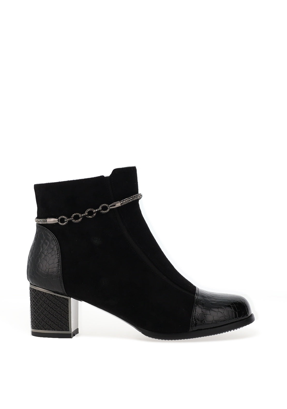 Redz Embellished Faux Suede Ankle Boots, Black - McElhinneys