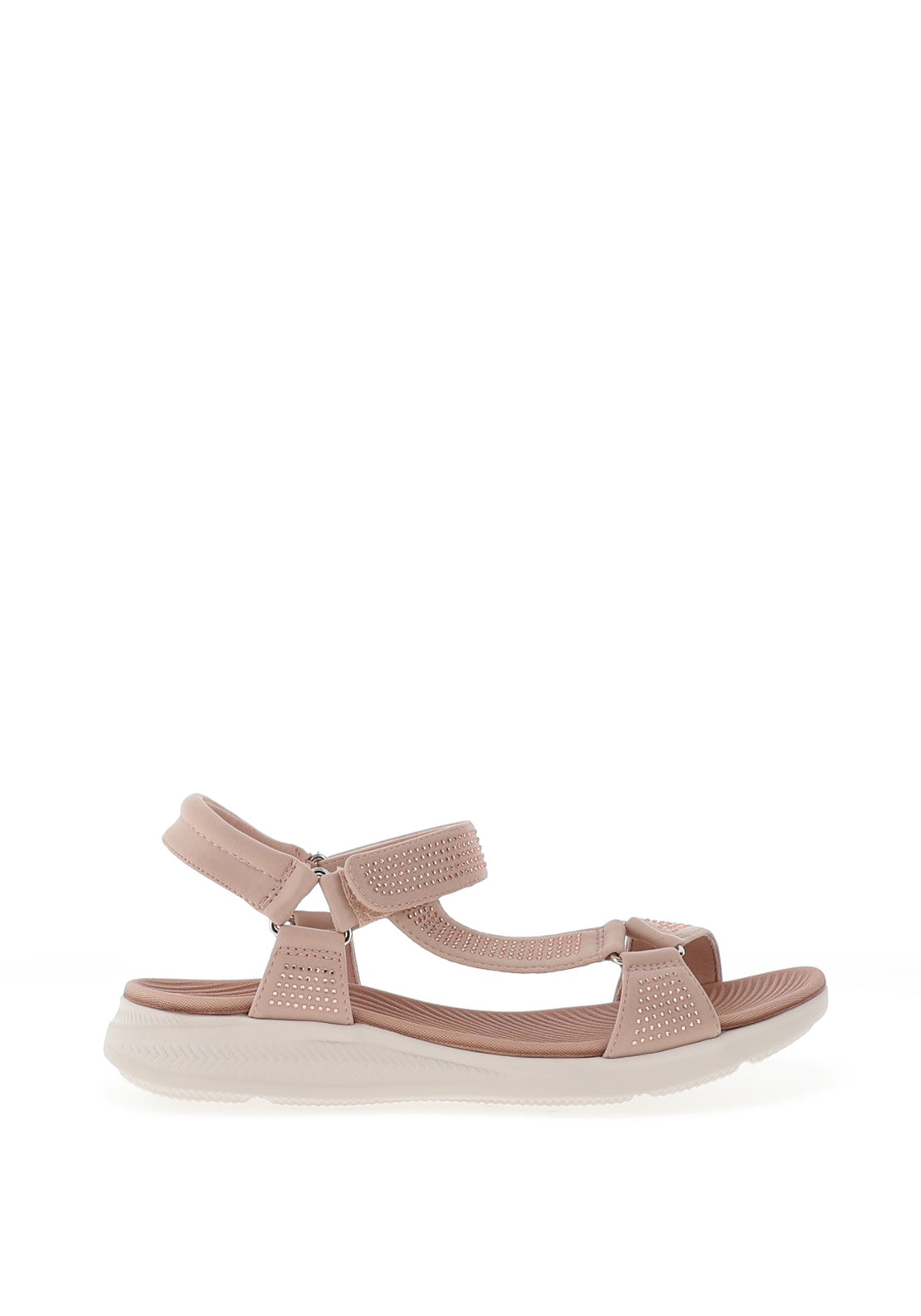 Redz Floss Rhinestone Velcro Strap Sandals, Blush - McElhinneys