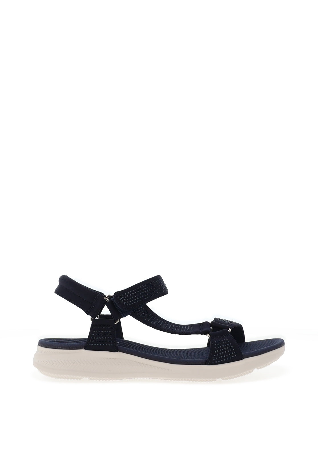 Redz Floss Rhinestone Velcro Strap Sandals, Navy - McElhinneys