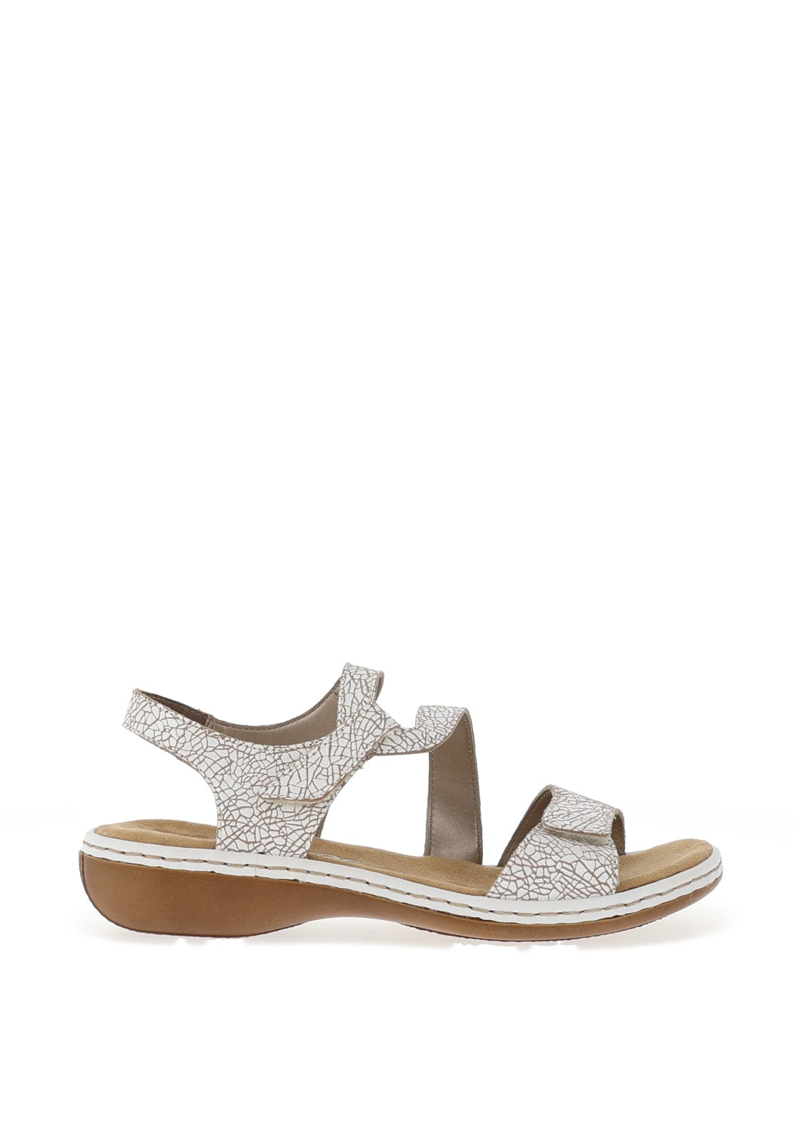 Rieker Womens Leather Crackle Print Comfort Sandals, Multi - McElhinneys