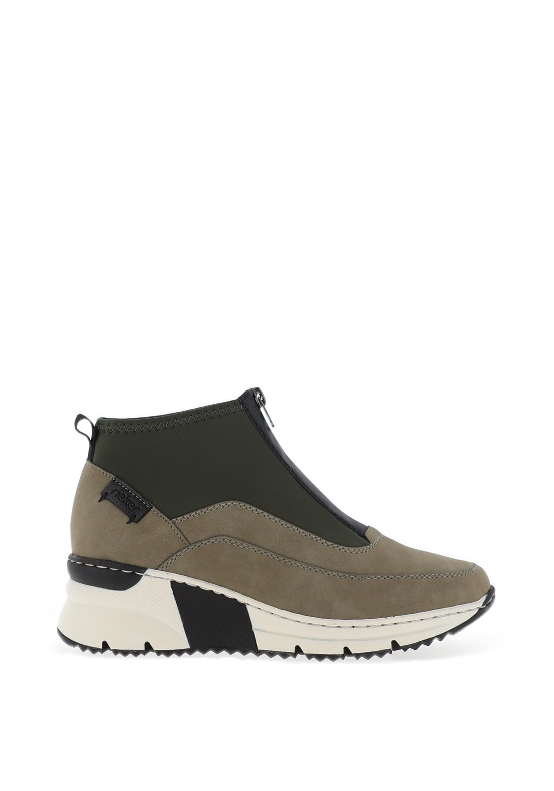 Rieker Womens Wedge Sock Zip Front Trainers, Green Combination ...