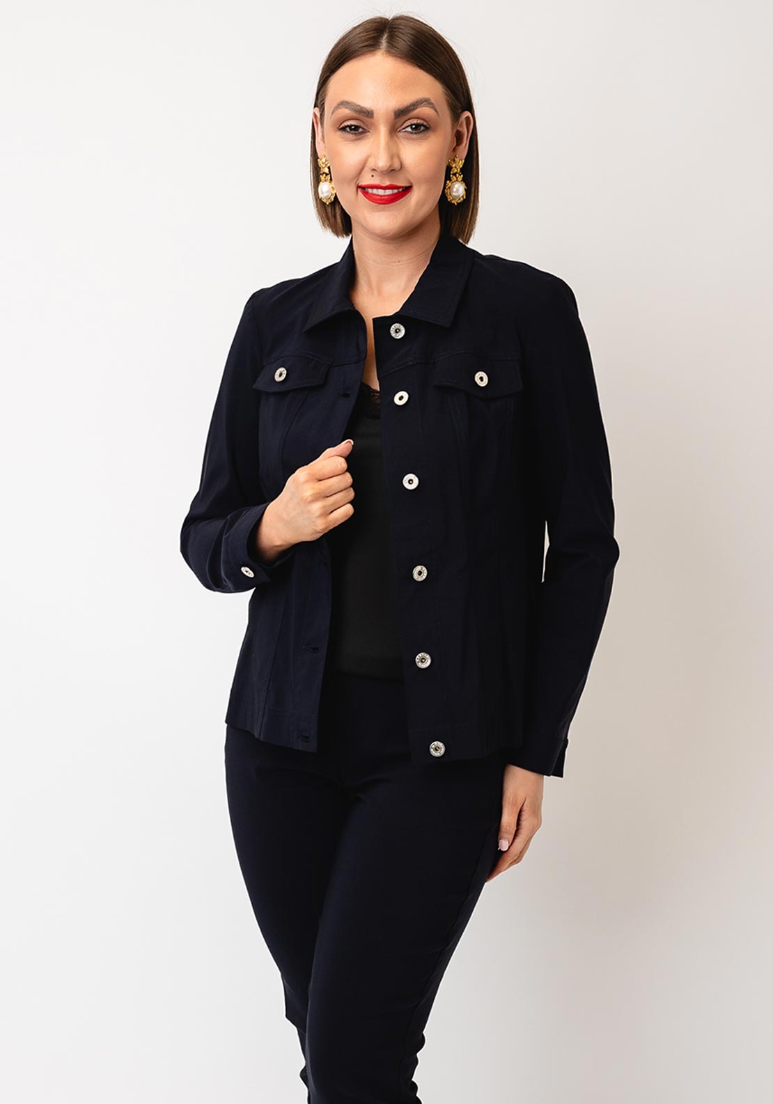 Robell Happy Denim Effect Jacket, Navy - McElhinneys