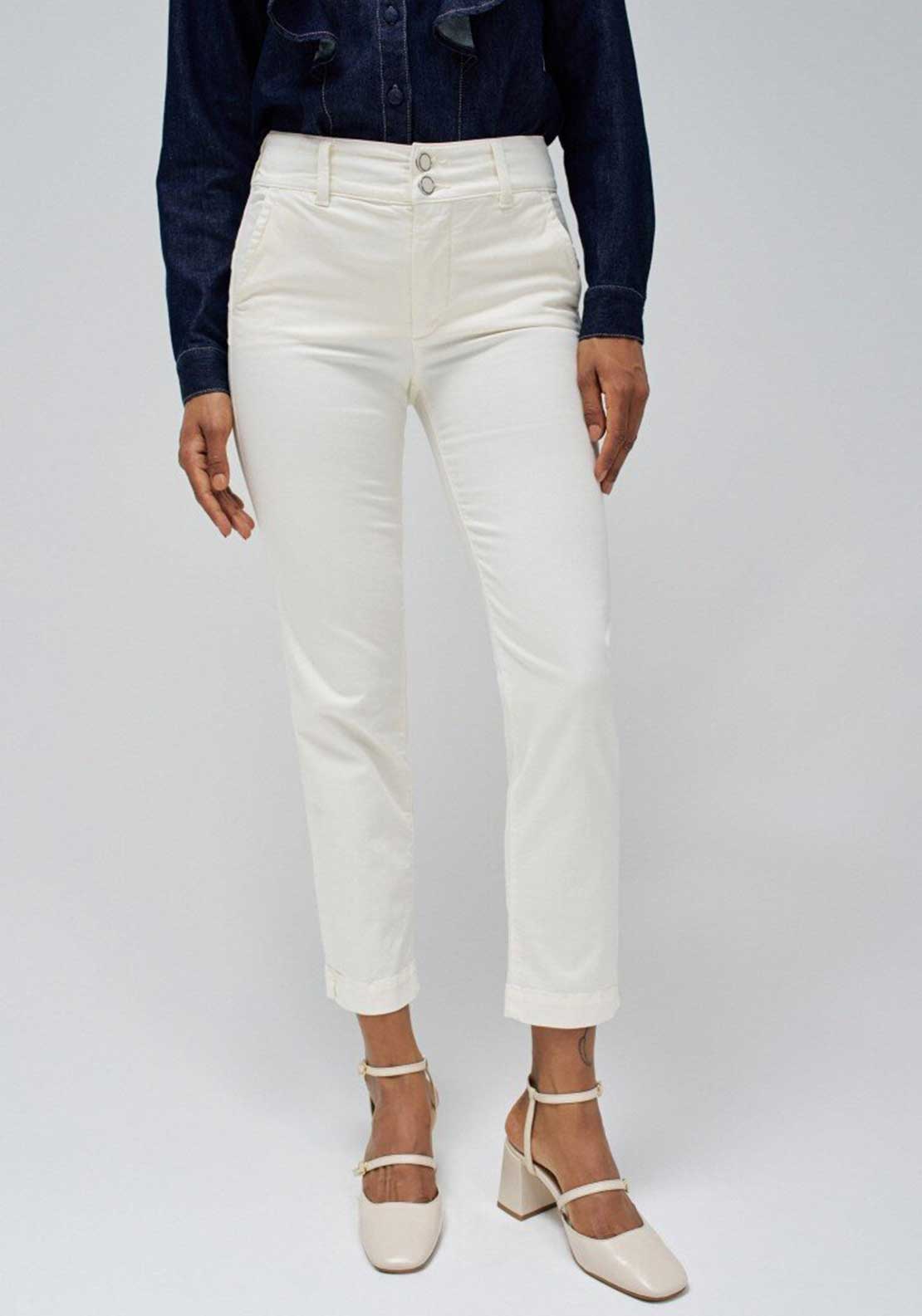Salsa Secret Slim Leg Cropped Chinos, Cream - McElhinneys