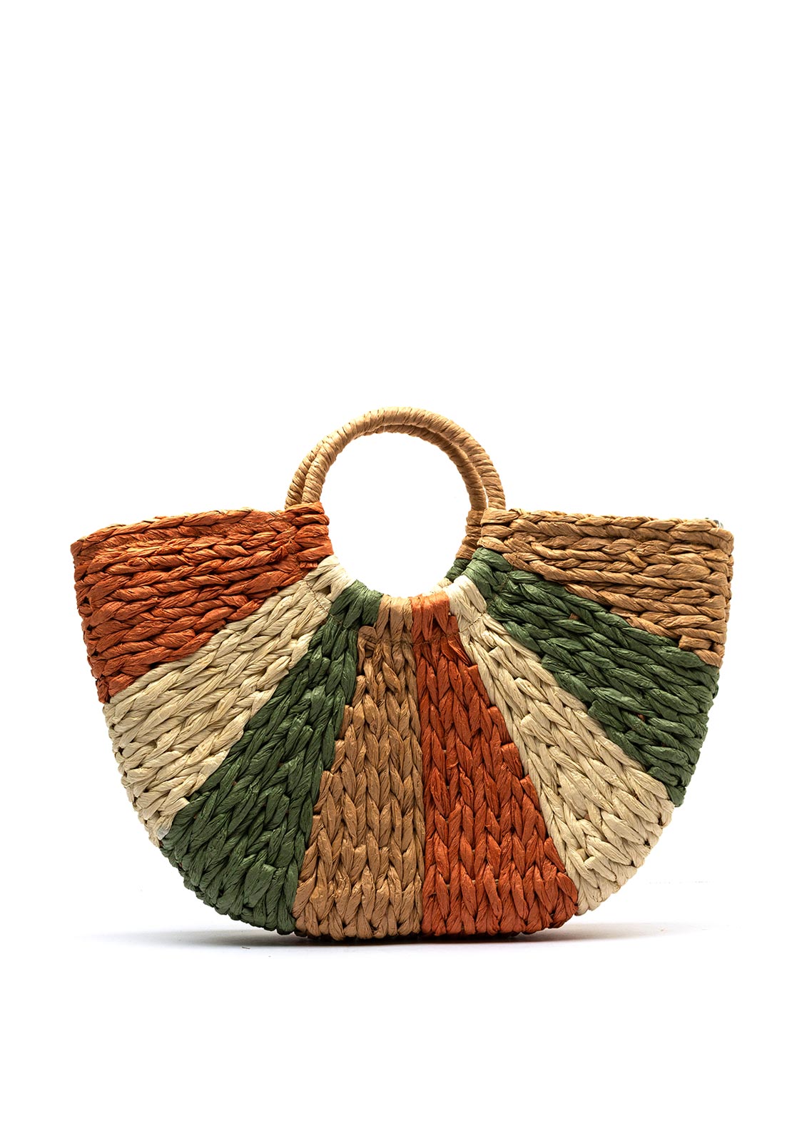 Zen Collection Woven Fan Large Grab Bag, Apricot Multi - McElhinneys