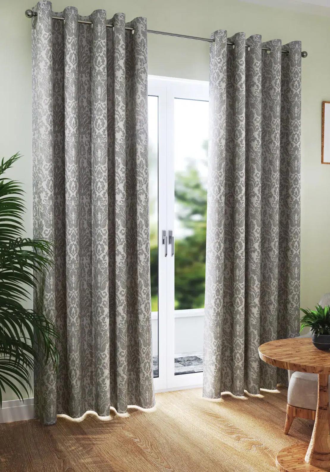 SLX Mayfair Lined Eyelet 90x90” Curtains, Grey - McElhinneys