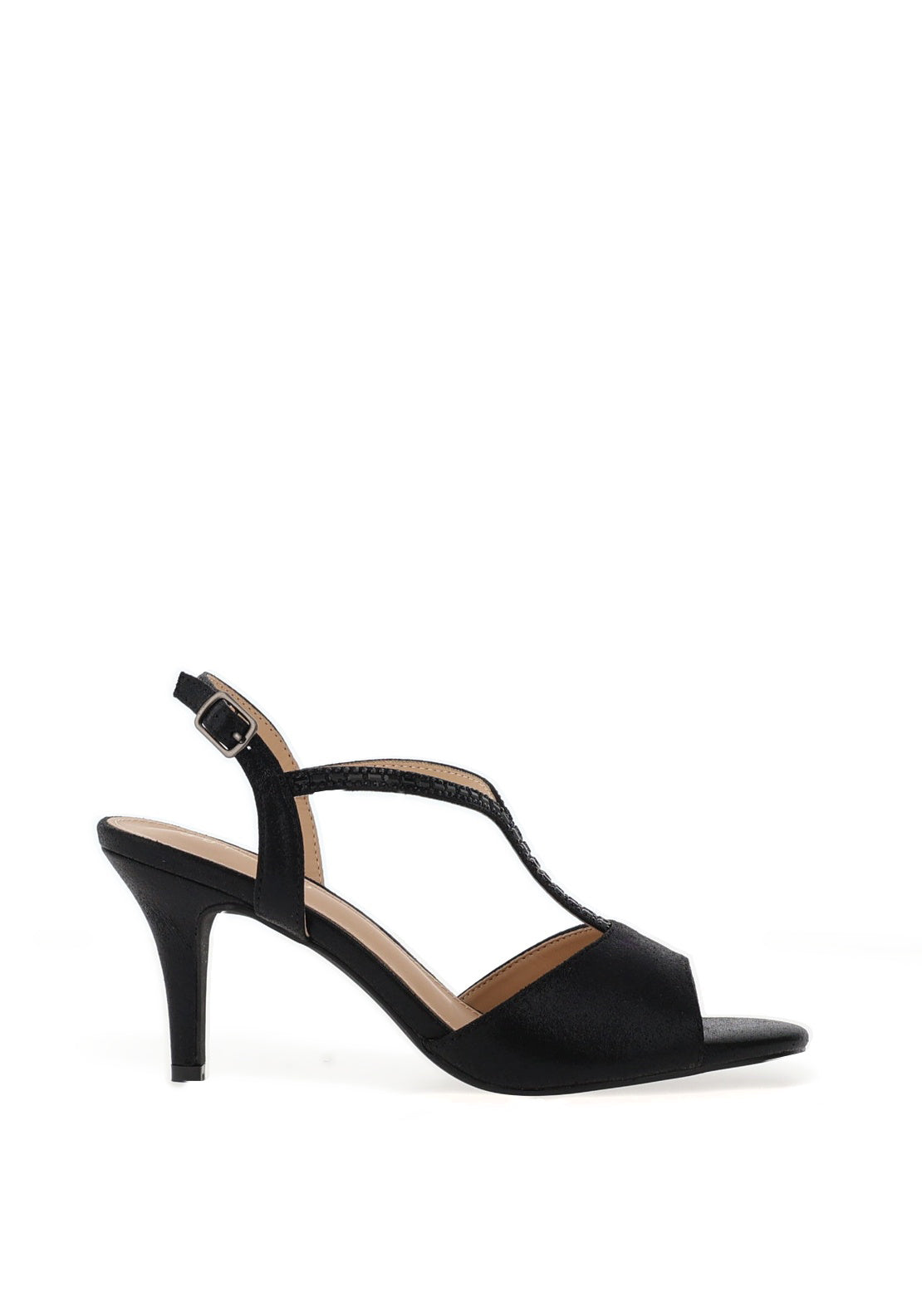 Sorento Thaxton Gem T Bar Heeled Sandals, Black - McElhinneys