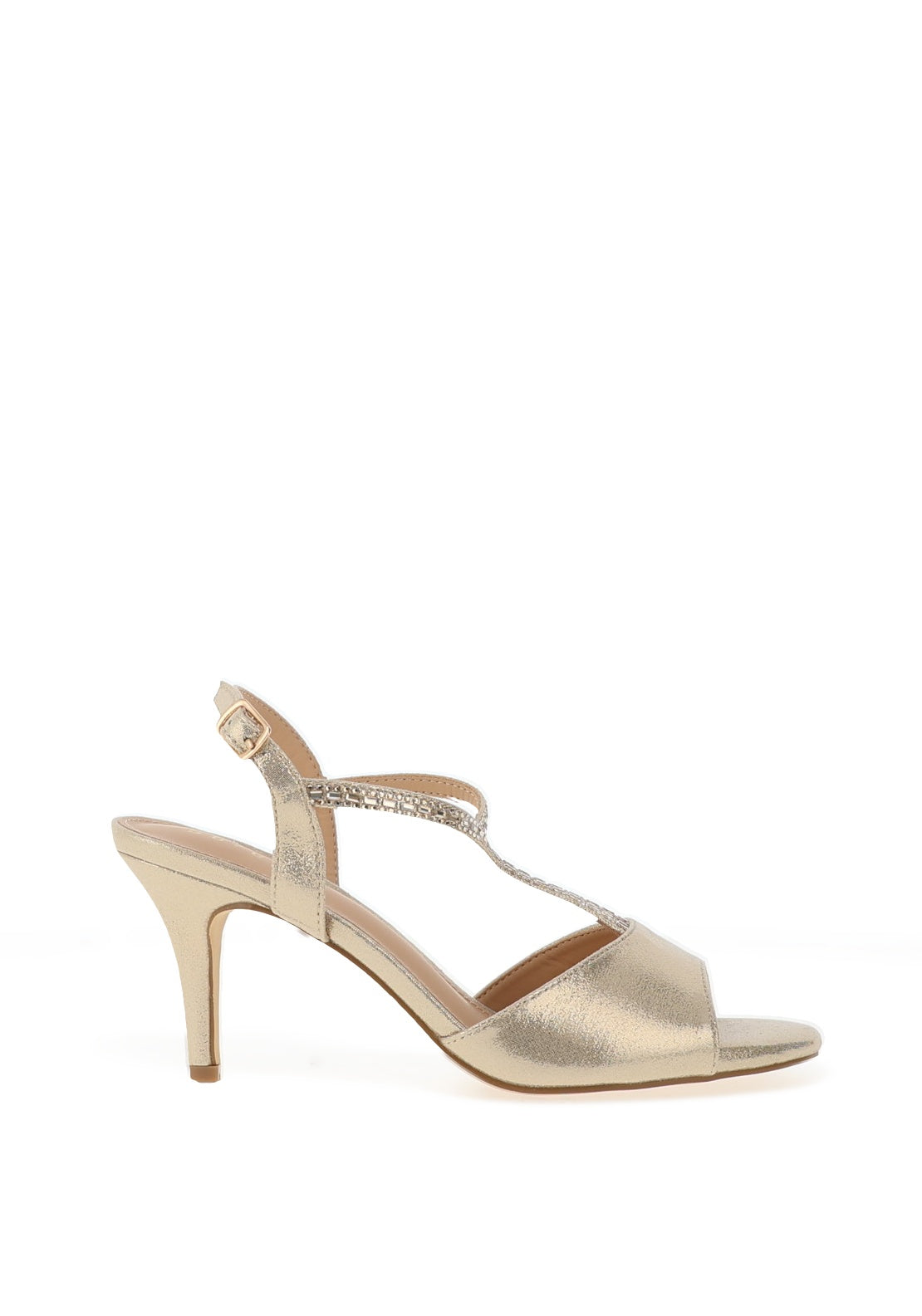 Sorento Thaxton Gem T Bar Heeled Sandals, Gold - McElhinneys