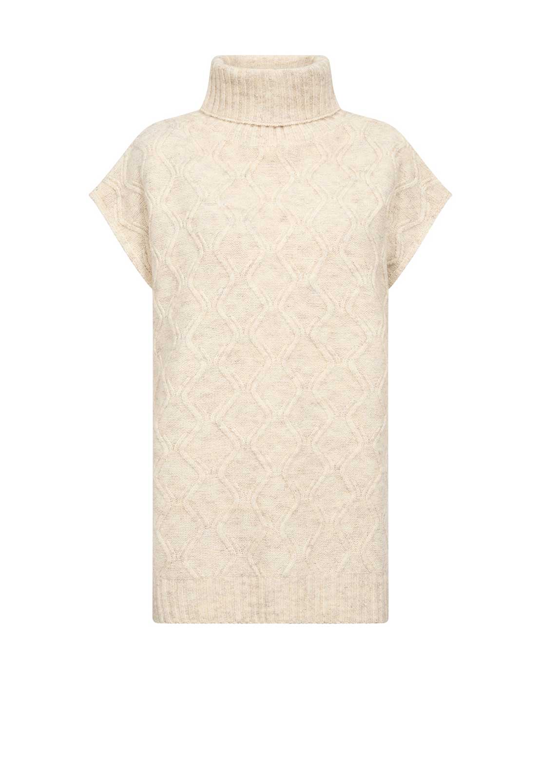 Soyaconcept Irwin Polo Neck Sweater Vest, Beige - McElhinneys
