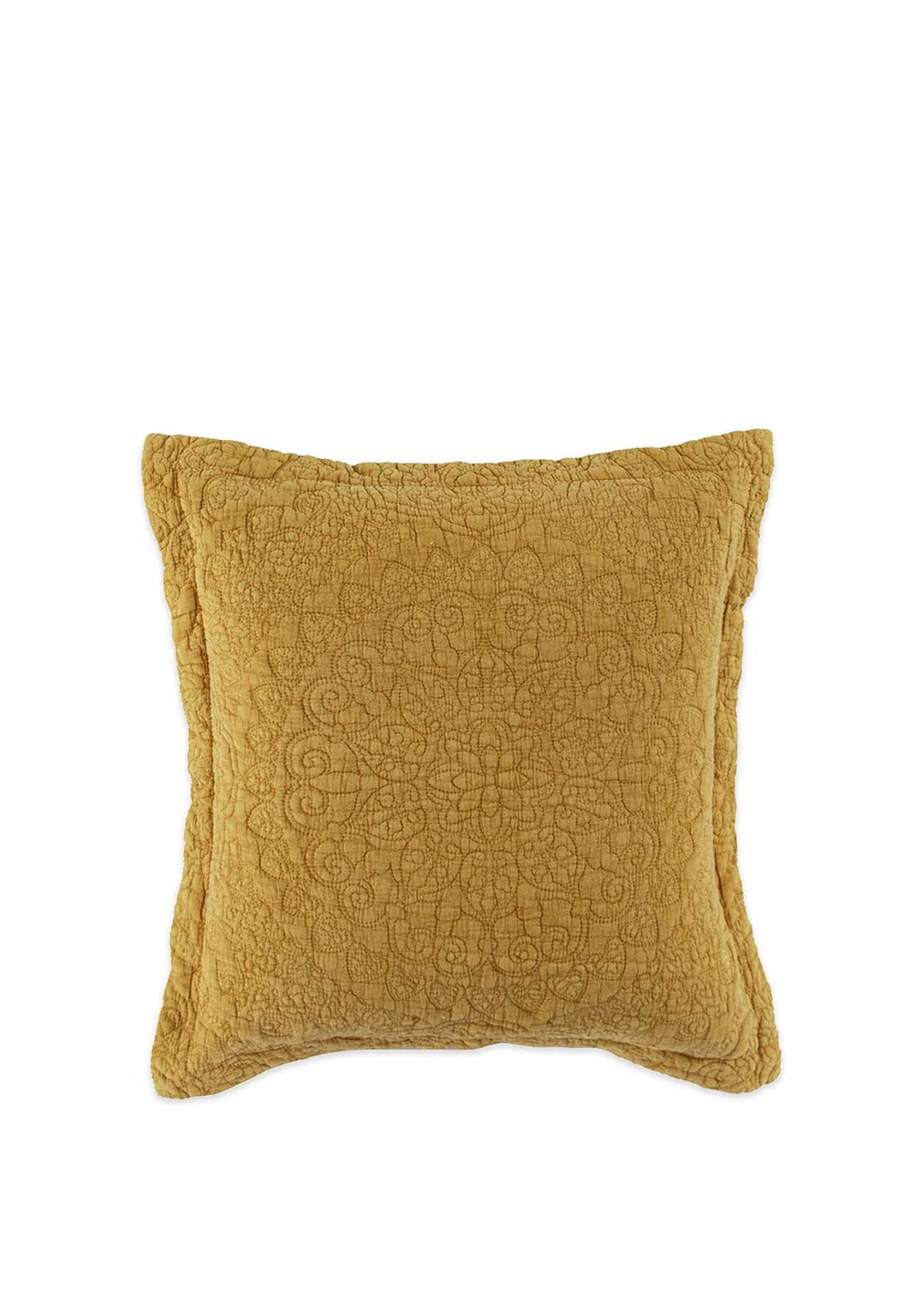 Forever England Stonewash Cotton Mustard Cushion Cover - McElhinneys