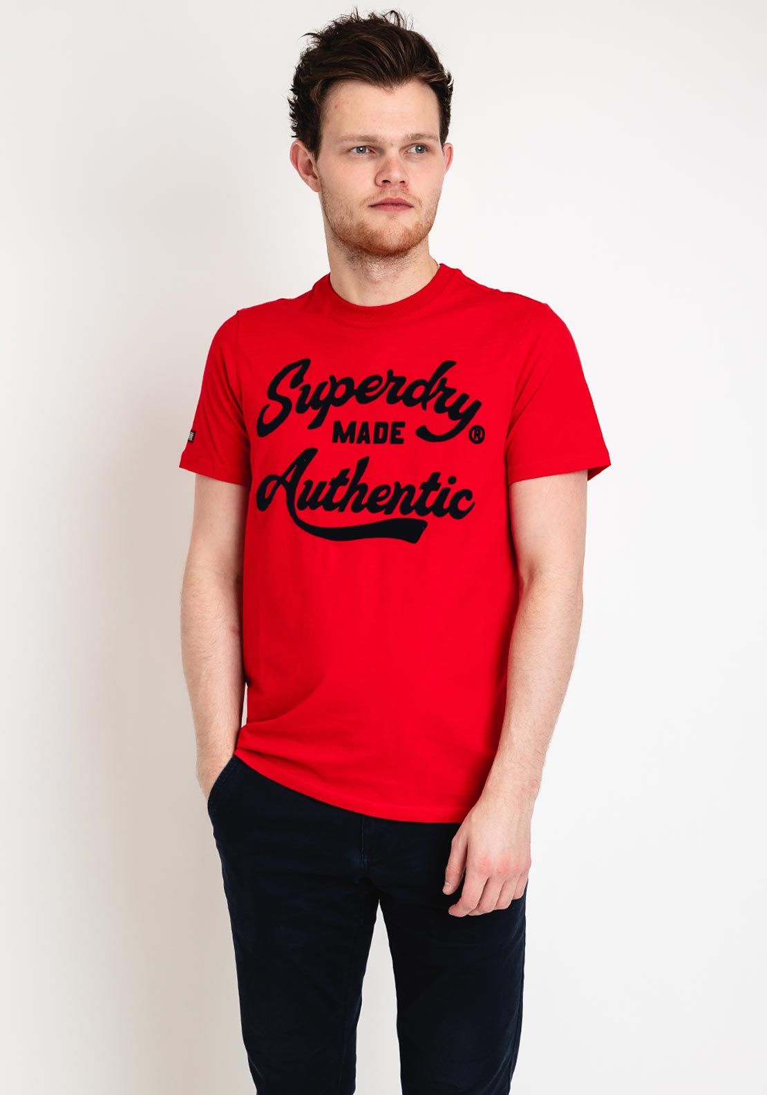 Superdry Athletic Script Graphic T-Shirt, Hike Red - McElhinneys