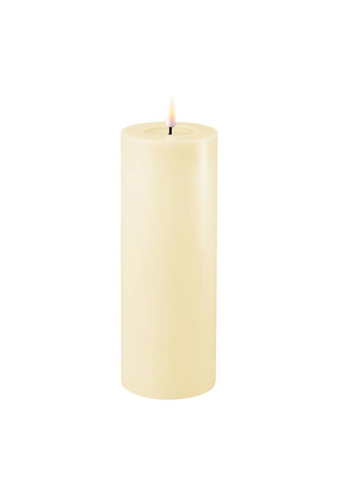Deluxe Homeart LED Tall Narrow Pillar 7.5x20cm Candle, Cream - McElhinneys