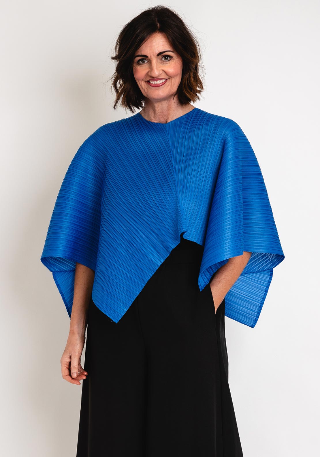 Thanny Pleated Poncho One Size Cape, Royal Blue - McElhinneys