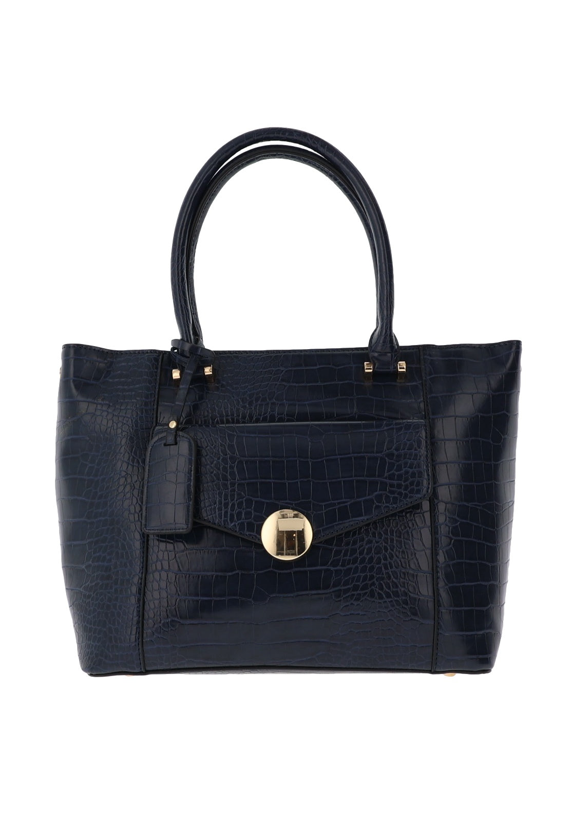 Zen Collection Faux Croc Print Shoulder Bag, Navy Blue - McElhinneys