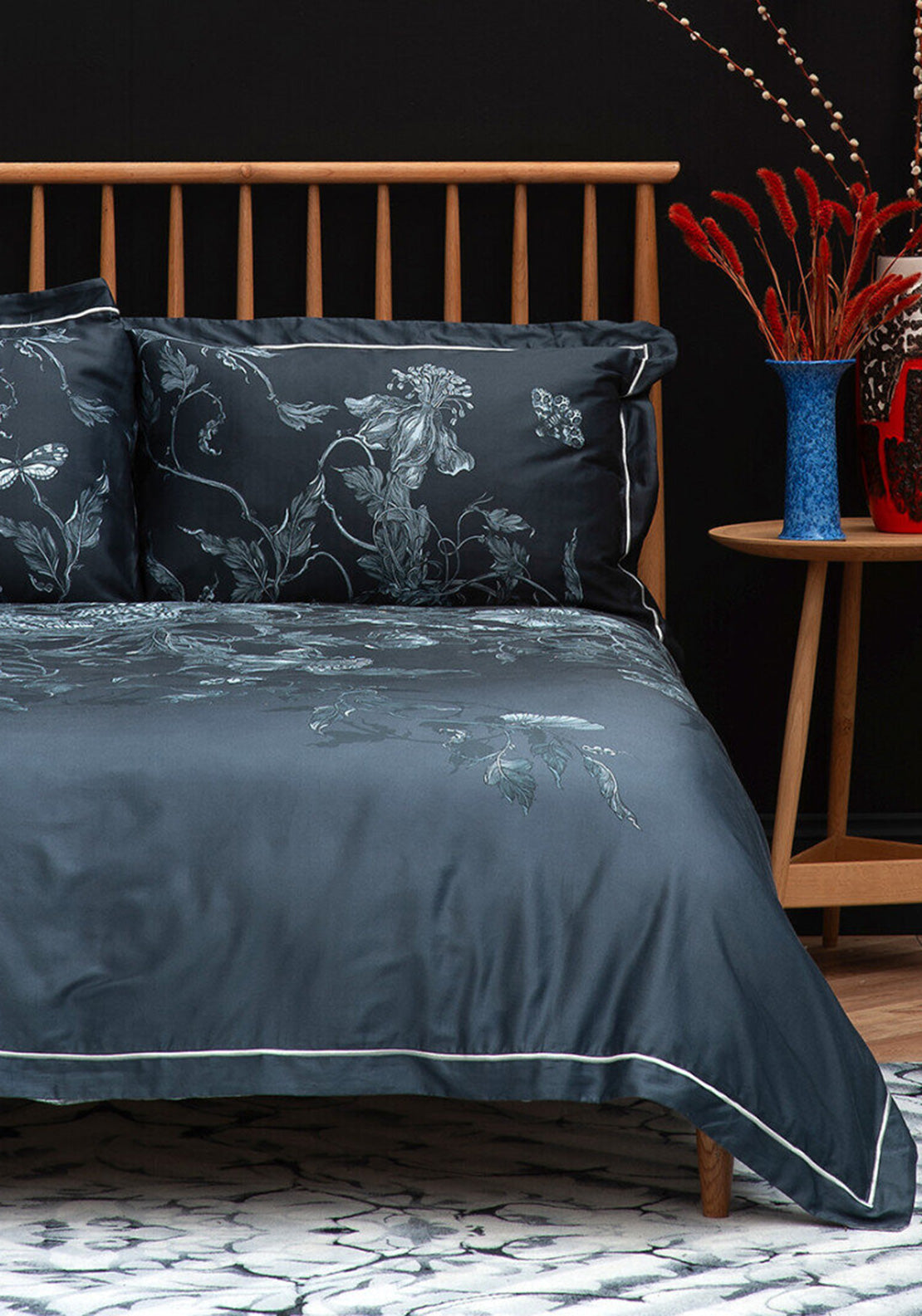 Timorous Beasties Tendril Spill Floral Duvet Cover Set, Navy - McElhinneys
