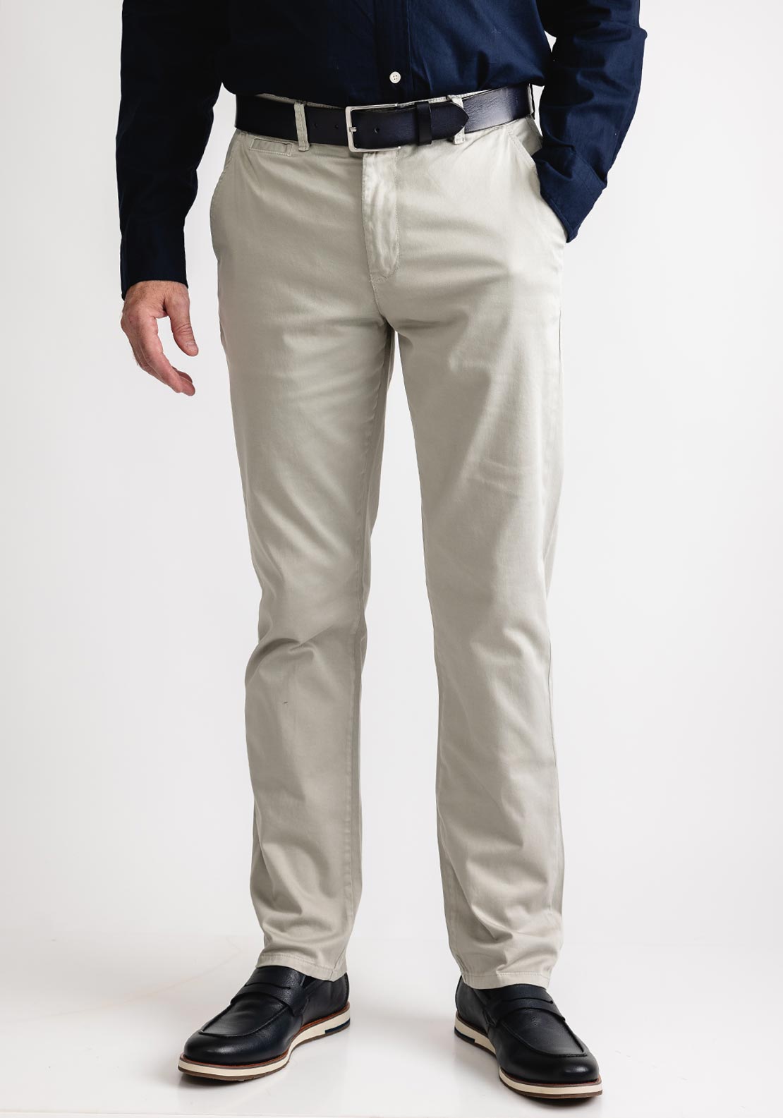 Tom Penn Tapered Fit Chinos, Silver - McElhinneys