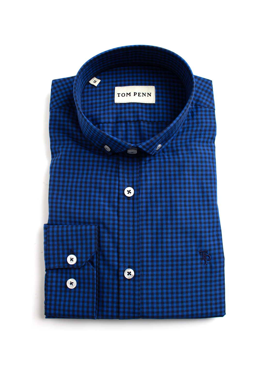 Tom Penn Gingham Long Sleeve Shirt, Royal - McElhinneys