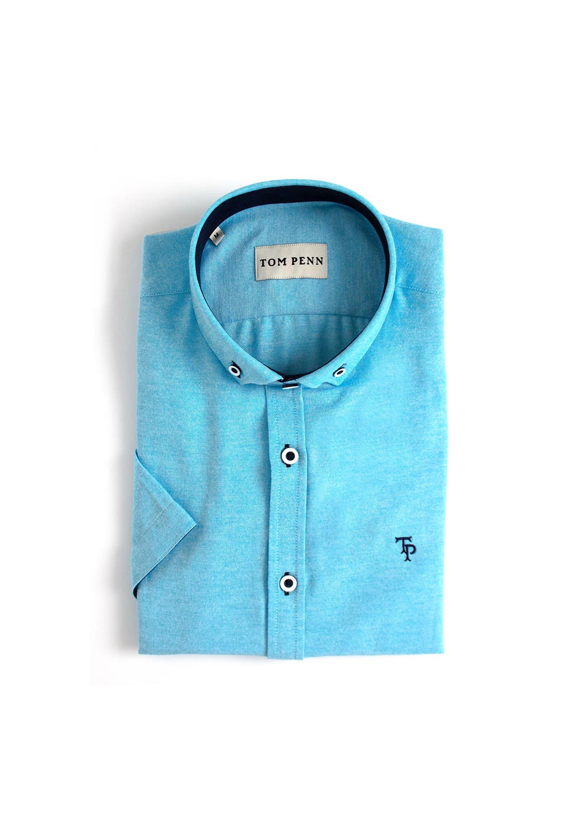 Tom Penn Plain Short Sleeve Shirt, Turquoise - McElhinneys