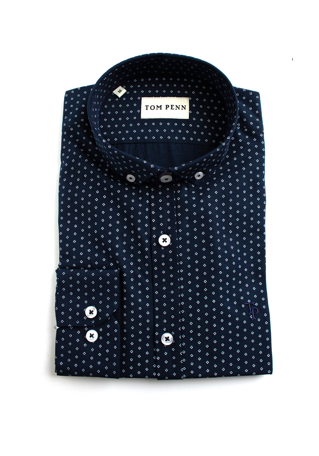 Tom Penn Abstract Long Sleeve Shirt, Navy - McElhinneys