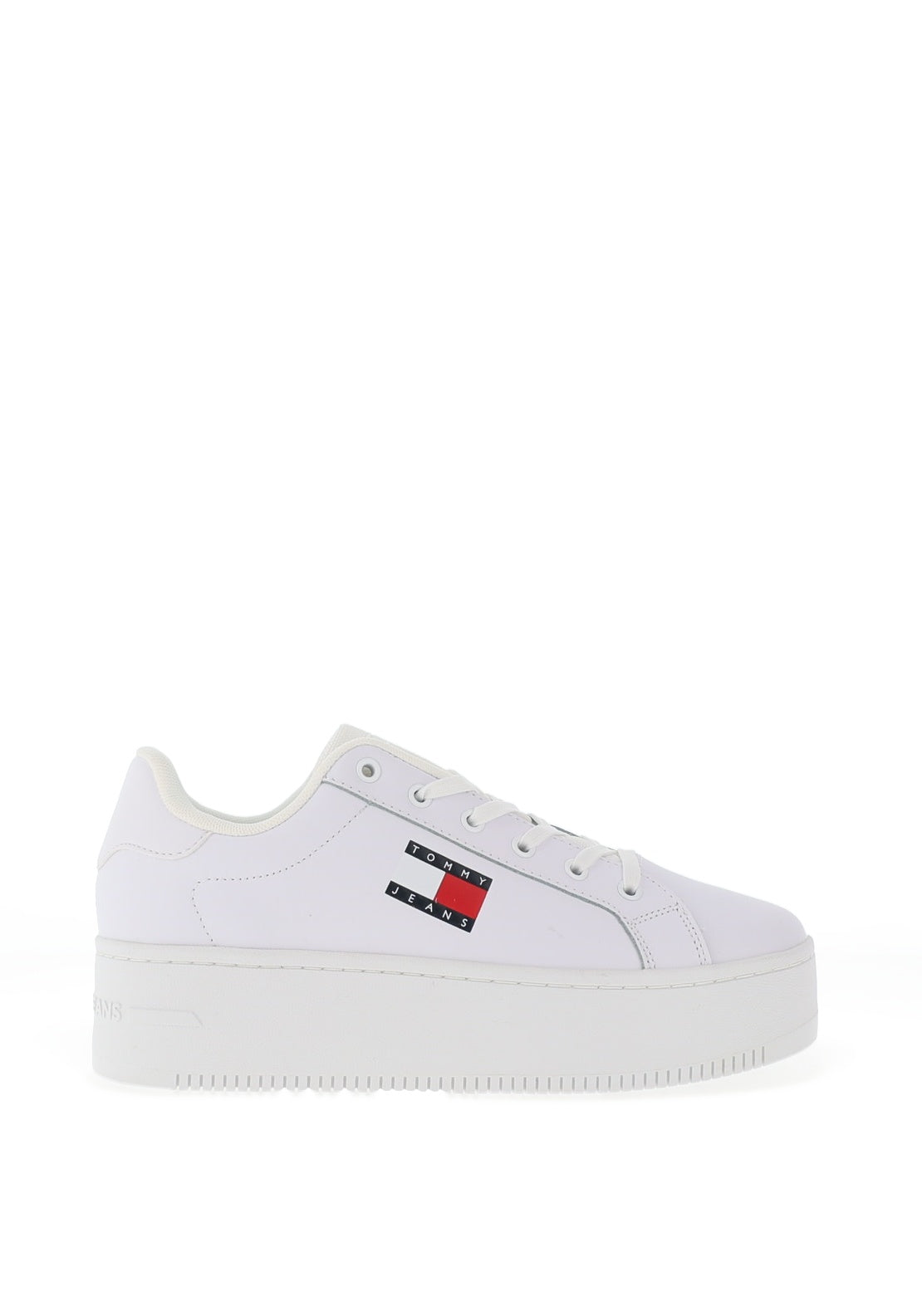 Tommy Jeans Womens Leather Essential Platform Trainers, White - McElhinneys