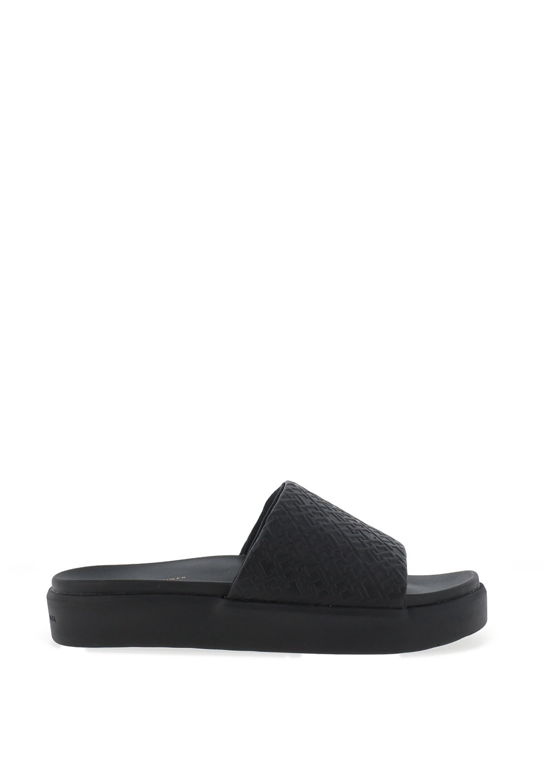 Tommy Hilfiger Womens Monogram Platform Pool Sliders, Black - McElhinneys