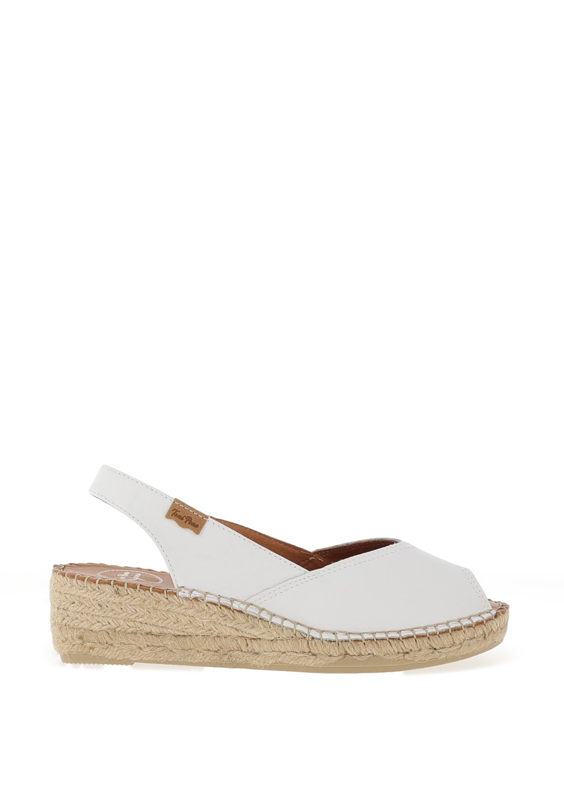 Toni Pons Bernia Leather Espadrille Low Wedge Sandals, White - McElhinneys
