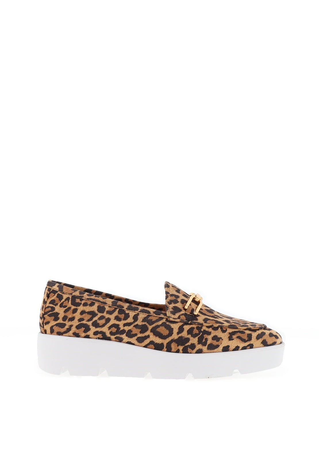 Unisa Famo Leather Platform Loafers, Leopard Print - McElhinneys