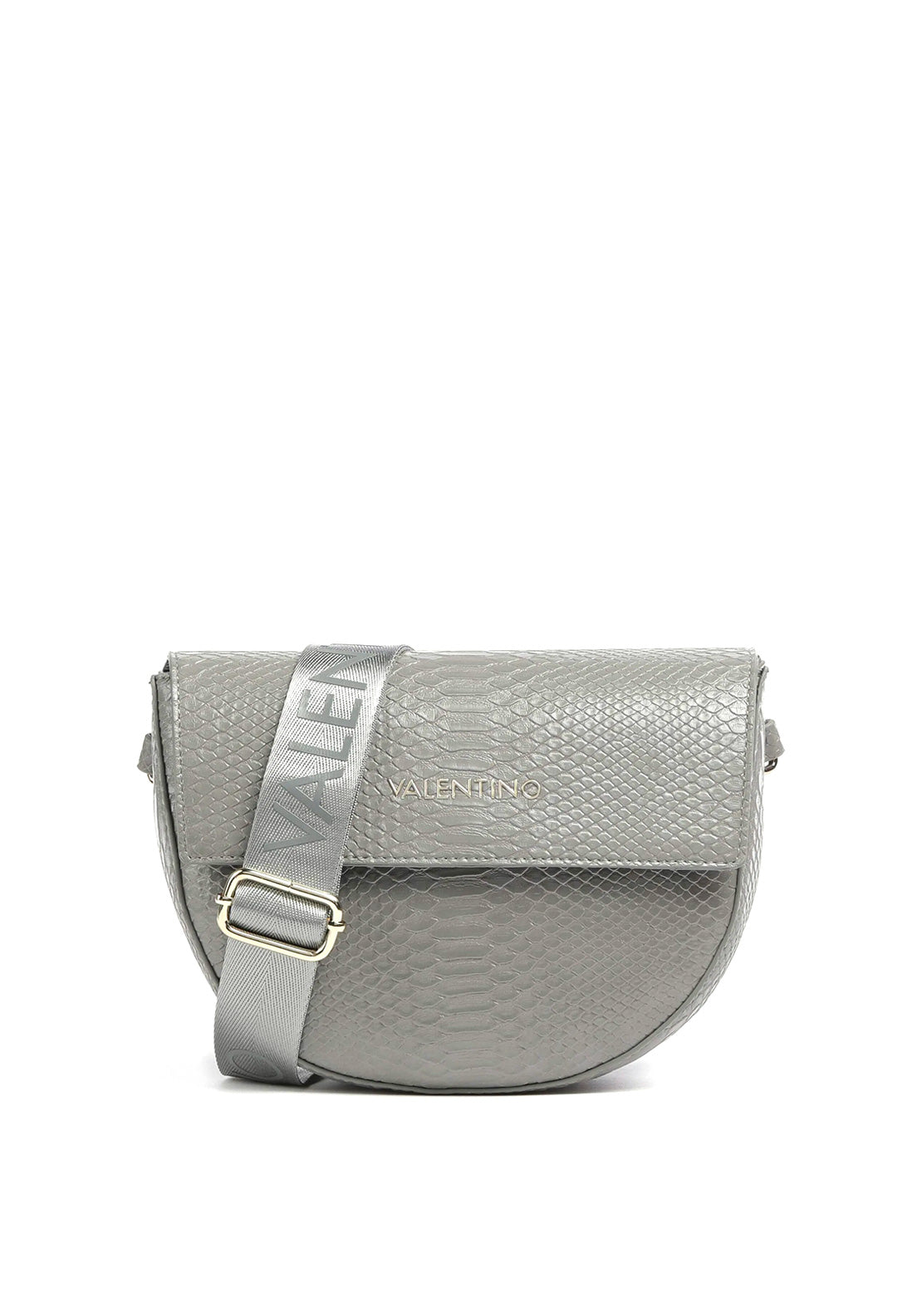 Valentino Small Croc Effect Crossbody Bag, Grey - McElhinneys