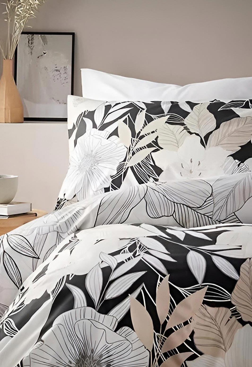 Vantona Home Linear Bouquet Duvet Cover Set, Black Multi - McElhinneys