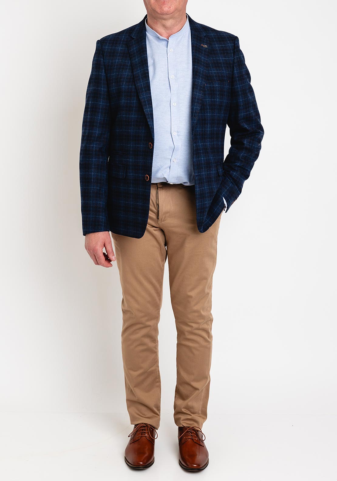 White Label Jasper Check Blazer, Navy - McElhinneys