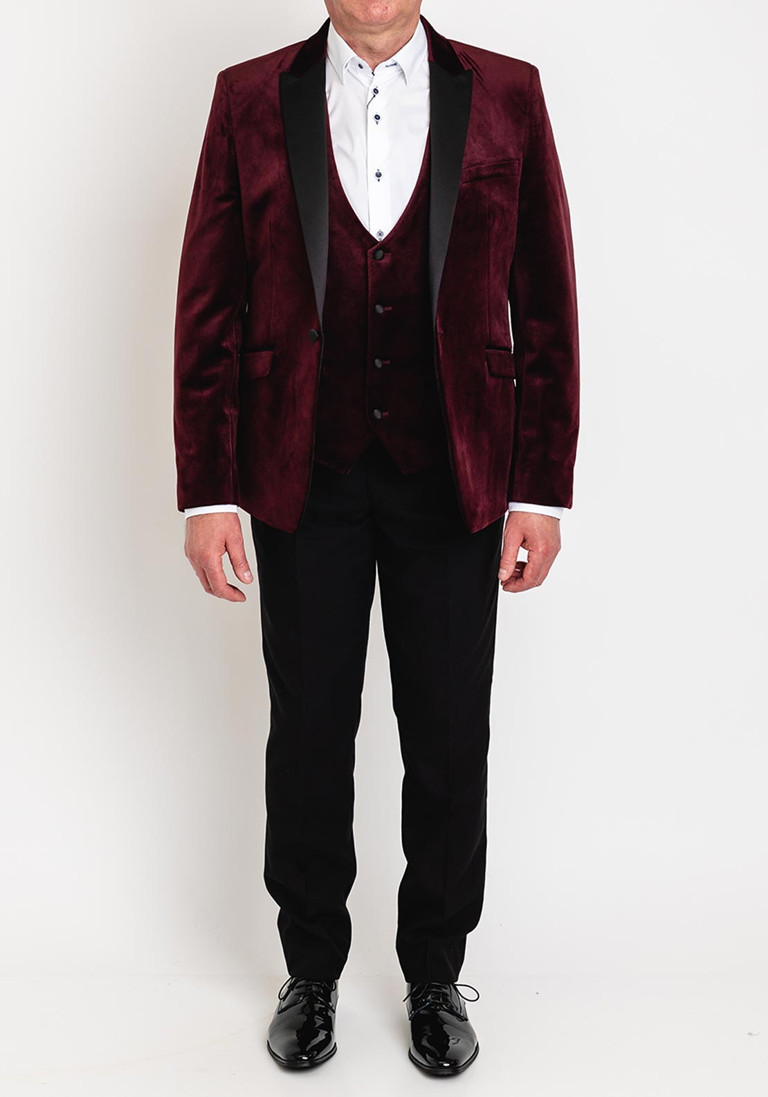 White Label Jacob Velvet Blazer, Burgundy - McElhinneys