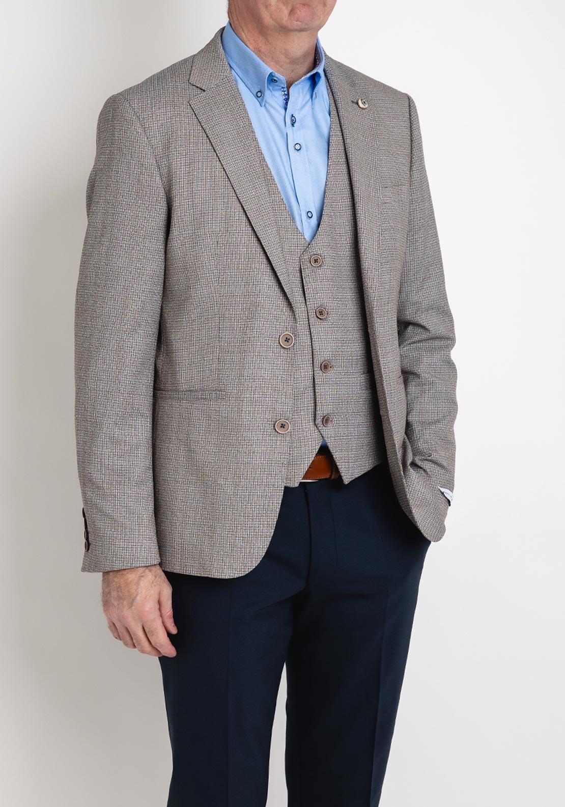 White Label Joshua Micro Check Blazer, Greige - McElhinneys
