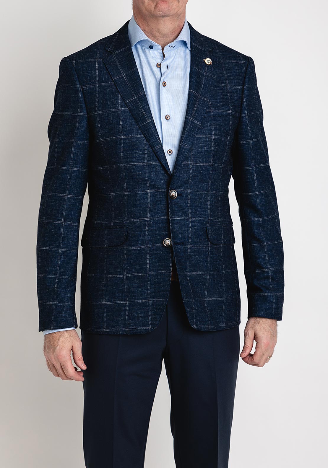 White Label Jasper Check Blazer, Navy - McElhinneys
