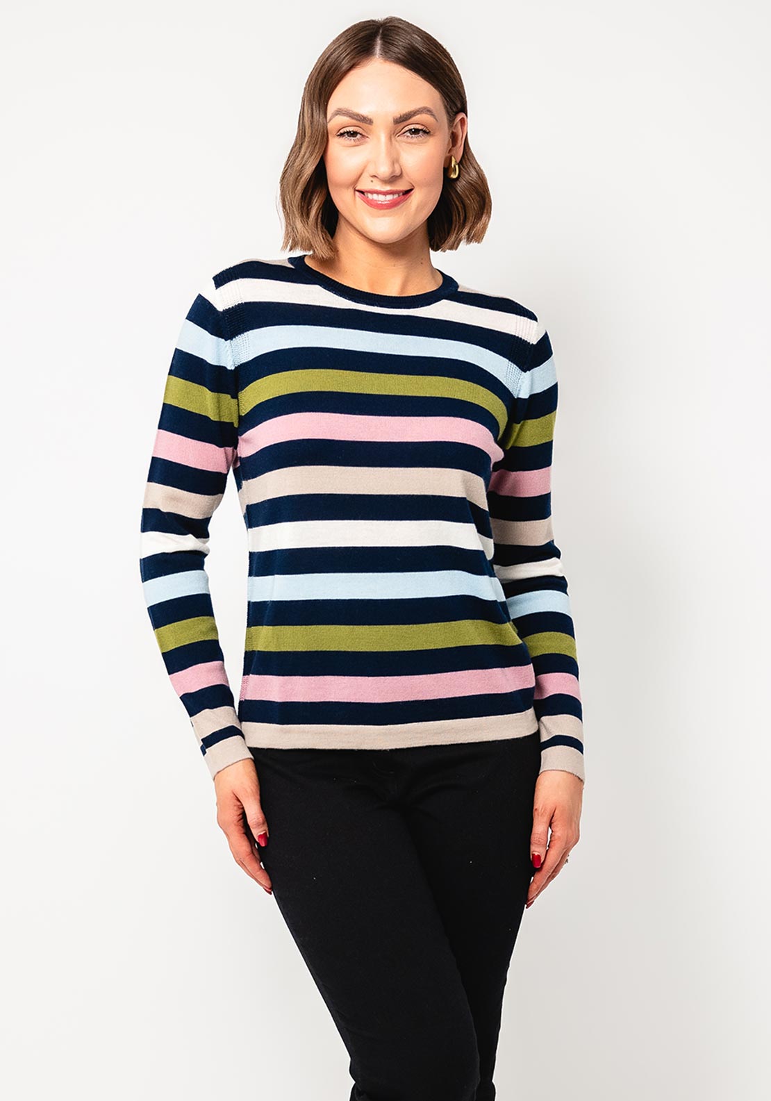 White Stuff Striped Knit Wool Sweater, Multi-Coloured - McElhinneys