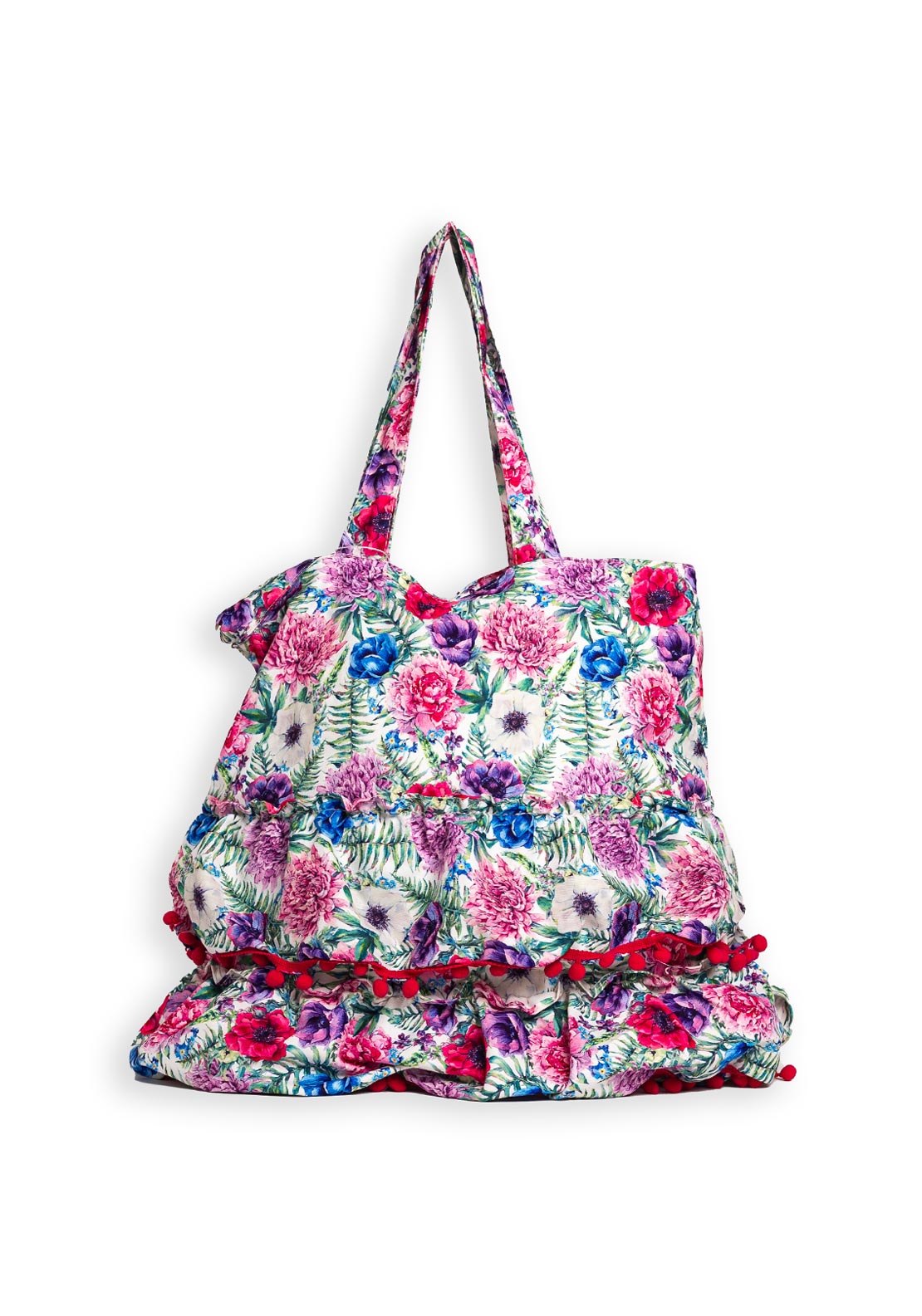 Zen Collection Floral Garden Printed Layered Large Tote Bag, Pink & Pu ...