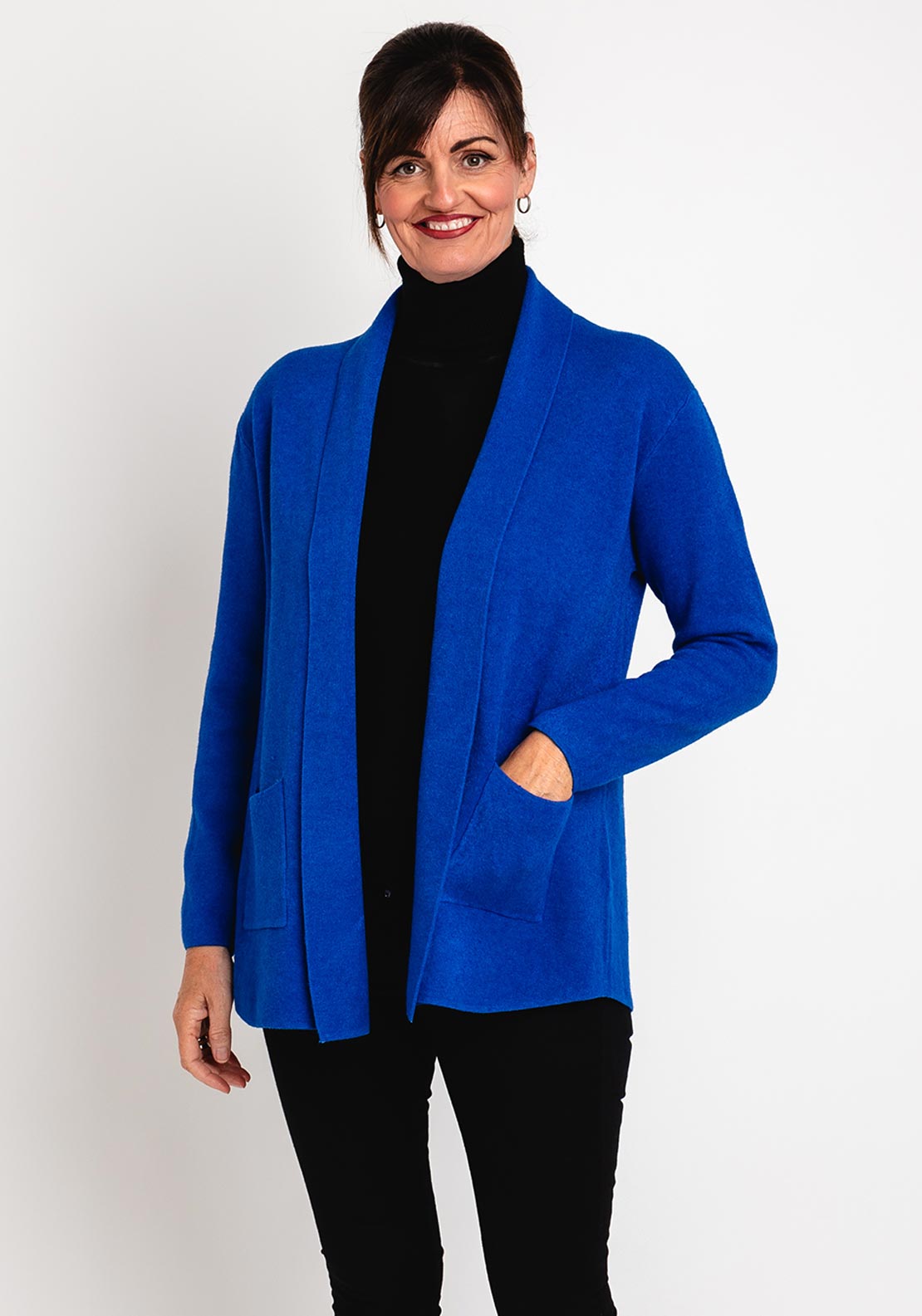 Natalia Collection One Size Fine Knit Midi Cardigan, Royal Blue ...