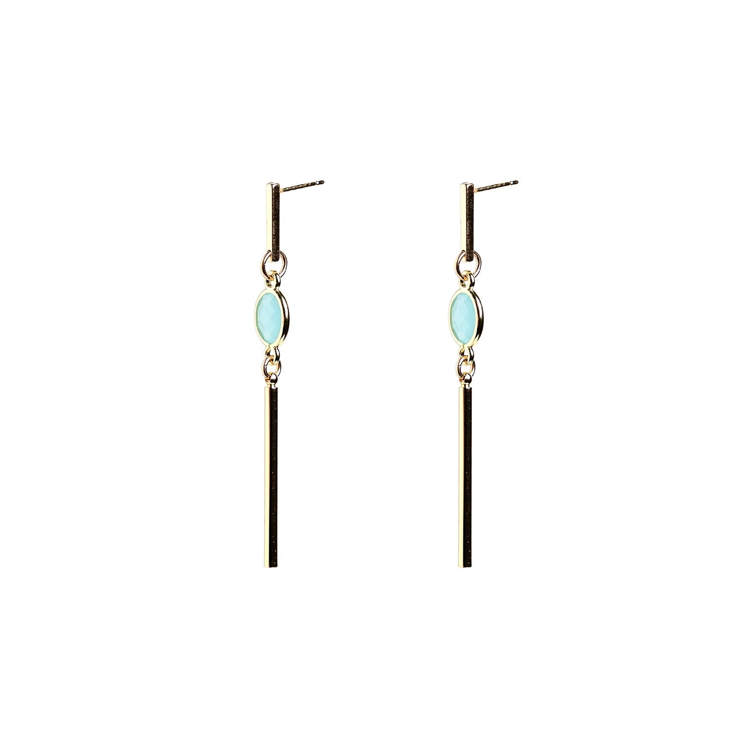 Angela D’Arcy Turquoise Bar Earrings, Gold - McElhinneys