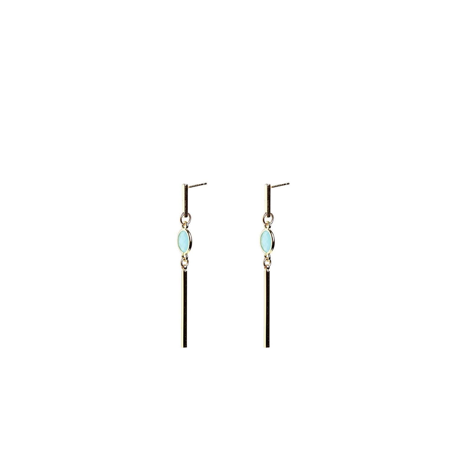 Angela D’Arcy Turquoise Bar Earrings, Gold - McElhinneys