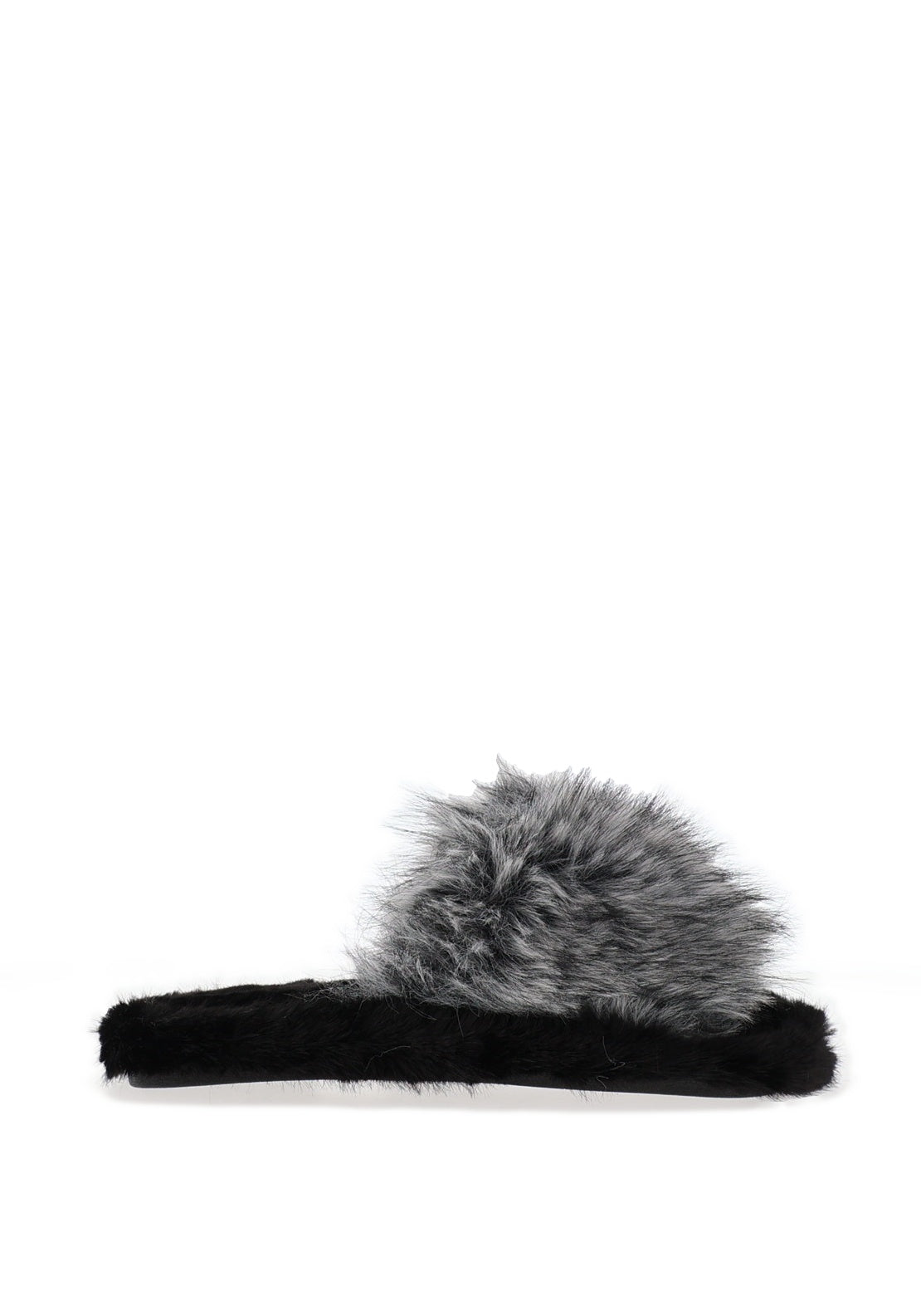 Zen Collection Contrast Faux Fur Slider Slippers, Black - McElhinneys