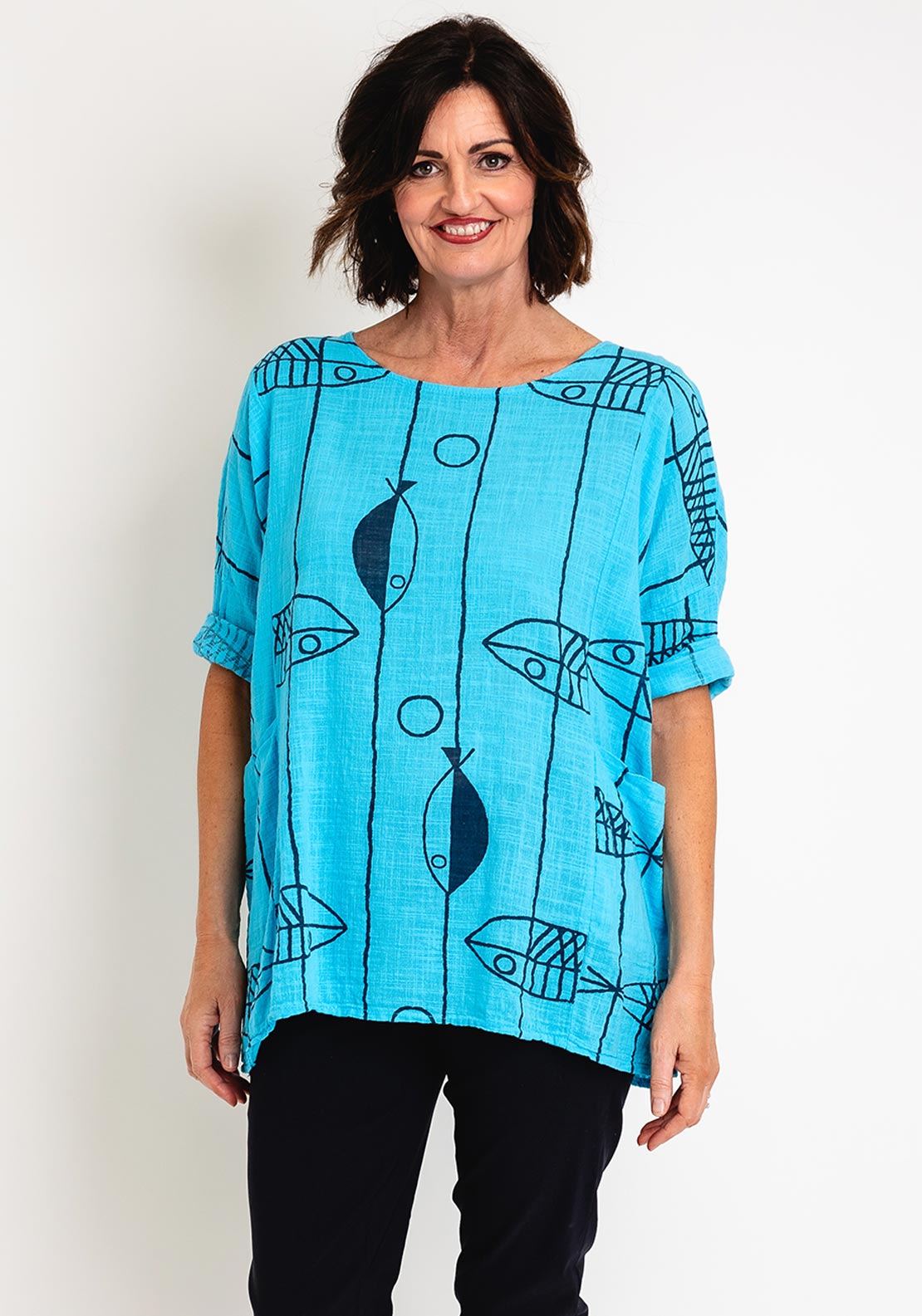 Serafina Collection One Size Fish Top, Blue - McElhinneys