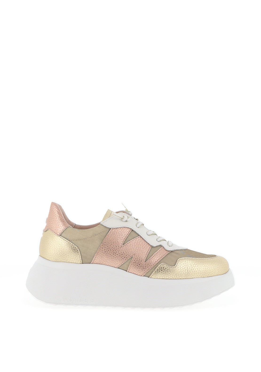 Wonders Zenit Metallic Wedge Trainers, Gold and Rose Gold - McElhinneys