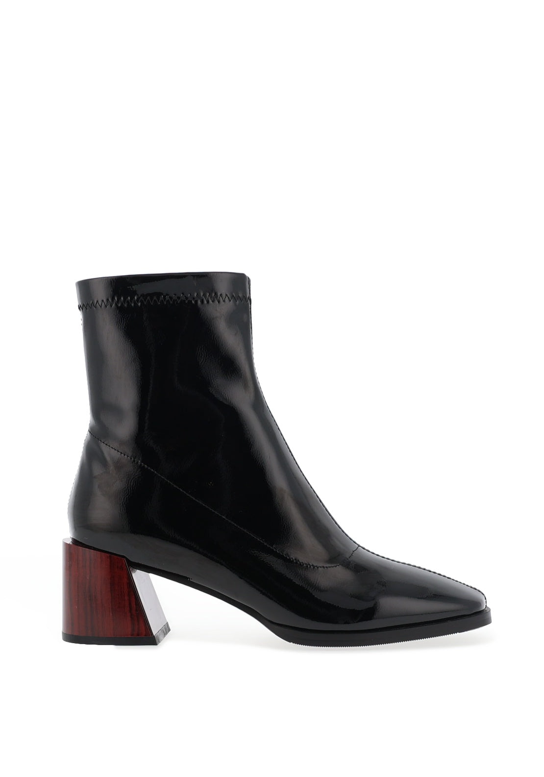 Zanni & Co Dikarnis Smooth Patent Sock Heeled Boots, Ink - McElhinneys