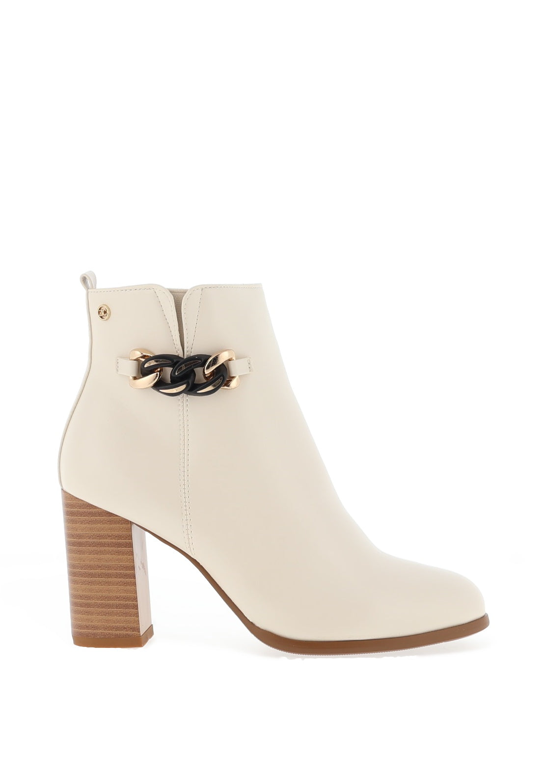 Zanni & Co Zaiton Faux Leather Chain Heeled Boots, Dawn - McElhinneys