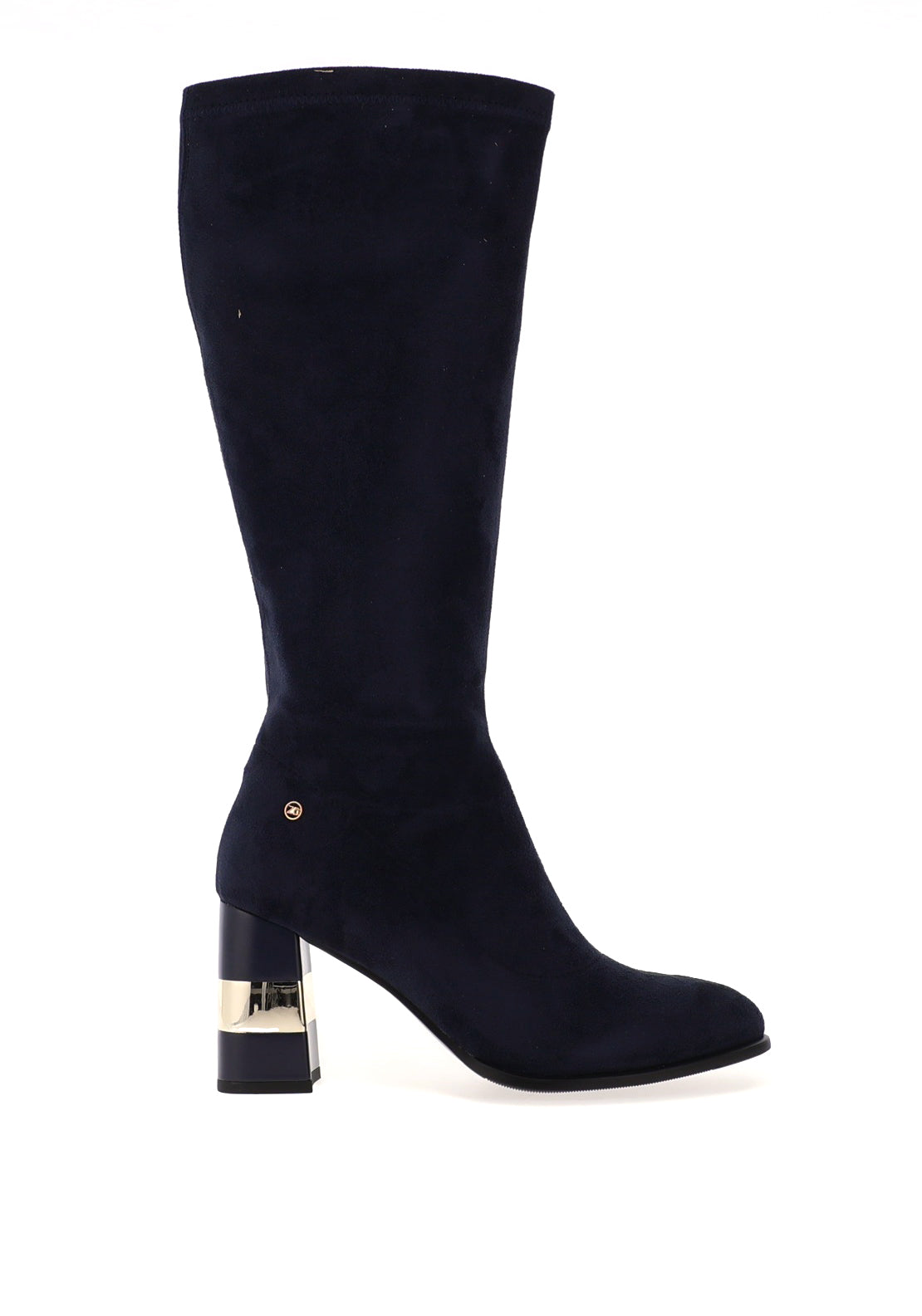 Zanni & Co Belawon Knee High Heeled Boots, Navy - McElhinneys