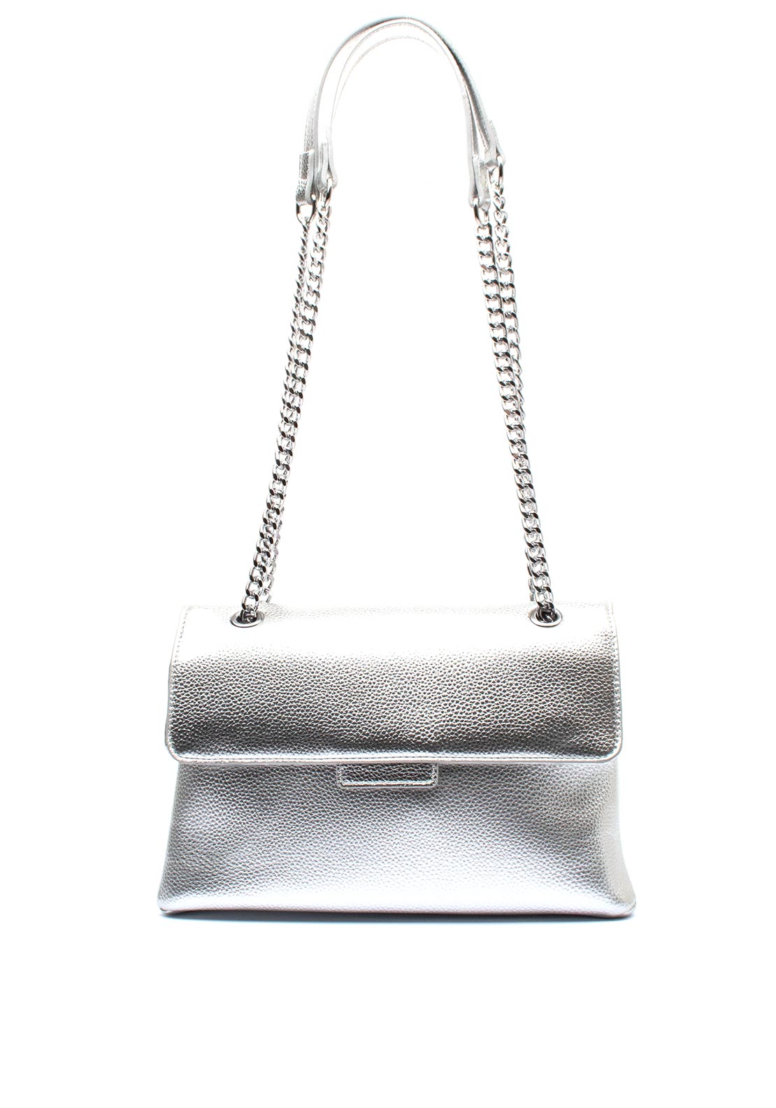 Zen Collection Flap Over Shoulder Bag, Silver - McElhinneys