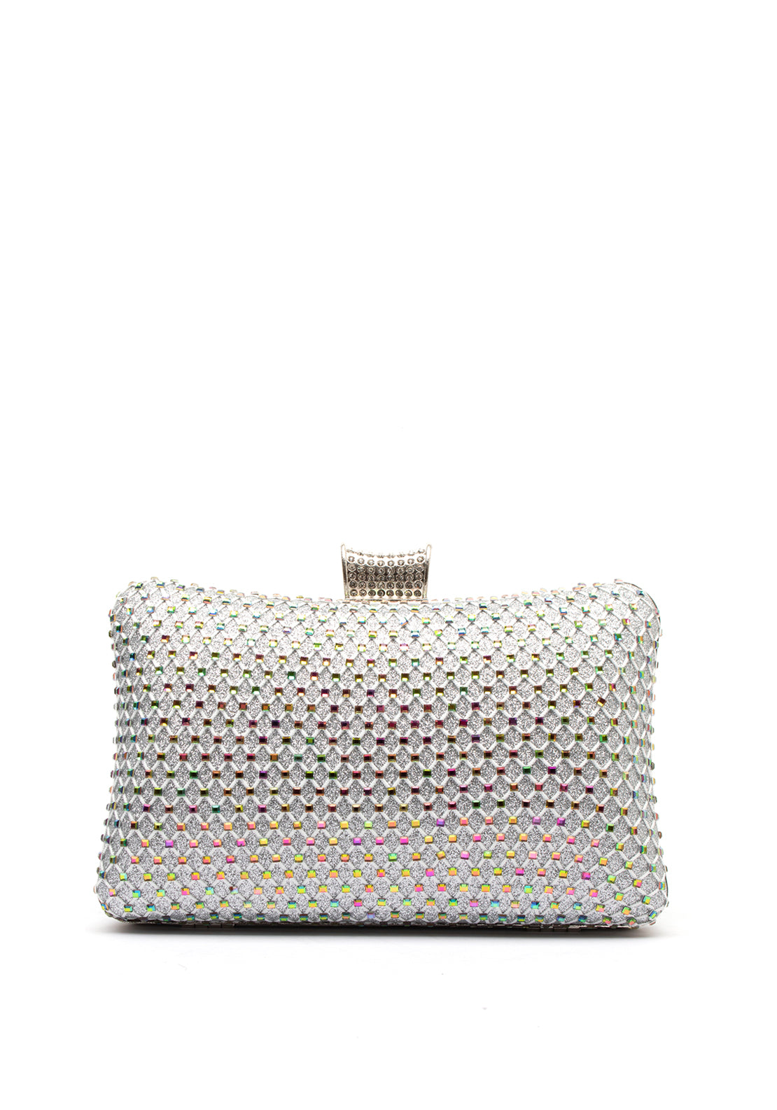 Zen Collection Iridescent Diamante Clutch Bag, Silver - McElhinneys