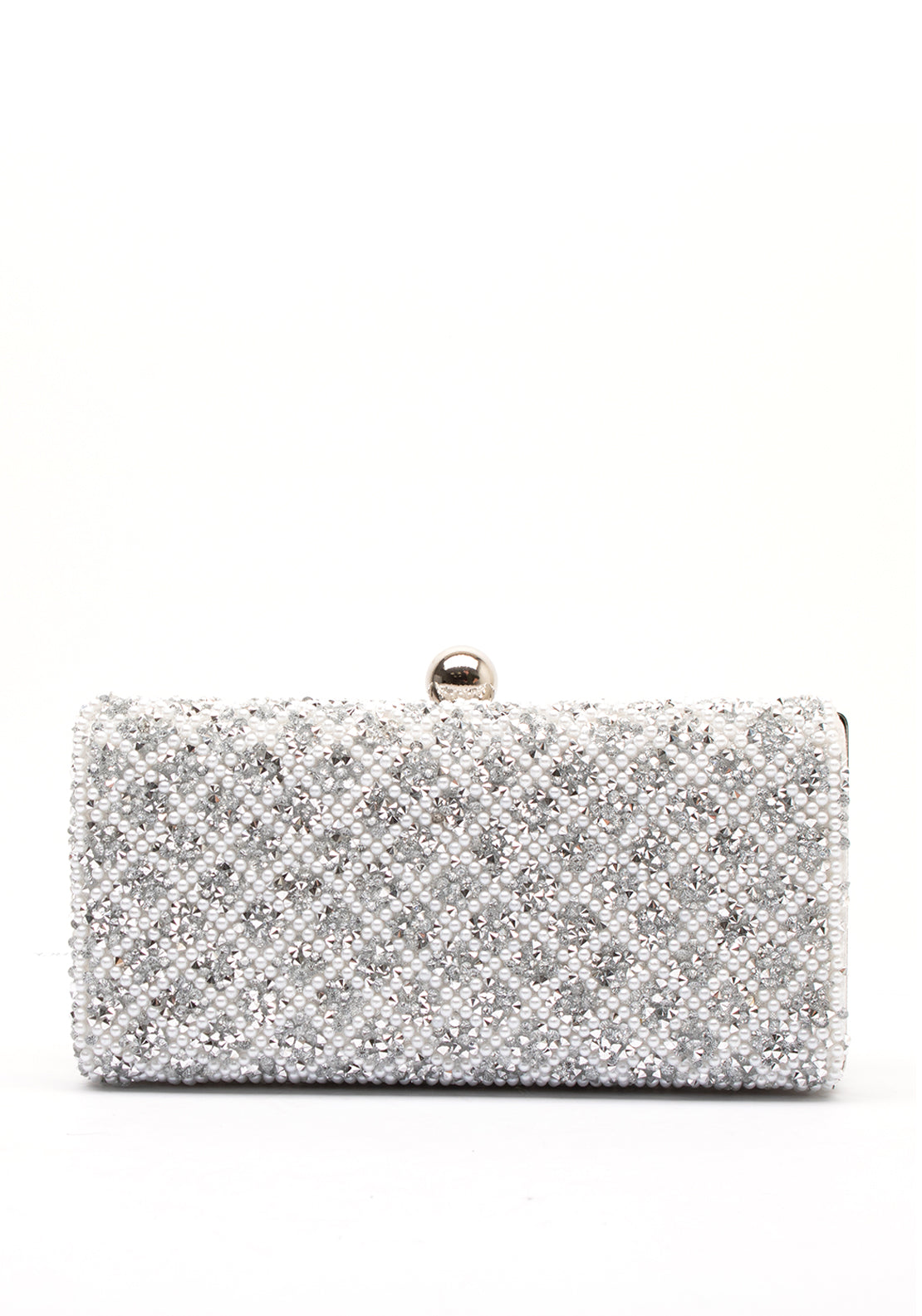 Zen Collection Diamond Print Sequins Clutch Bag, Silver - McElhinneys